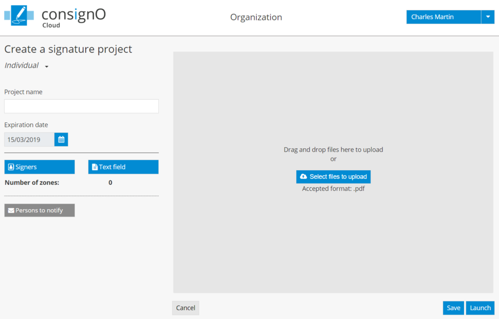 Creating a signature project – ConsignO Cloud