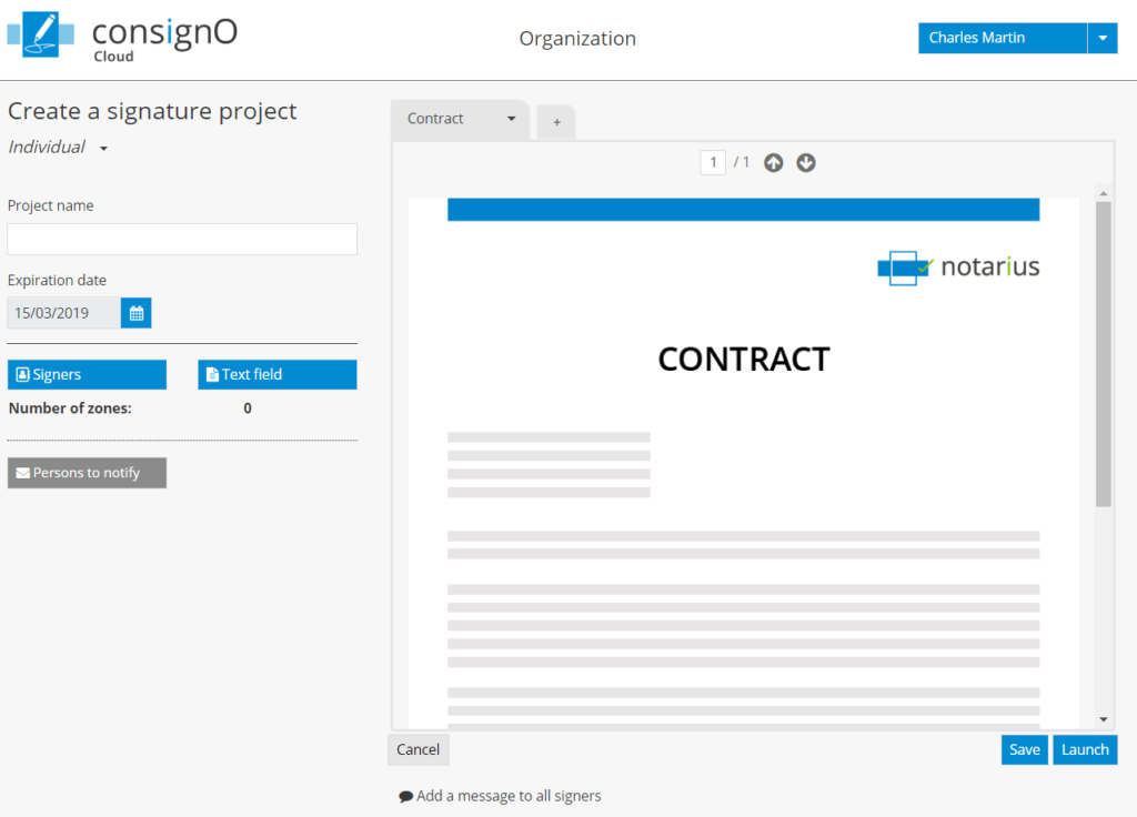 Creating a signature project – ConsignO Cloud