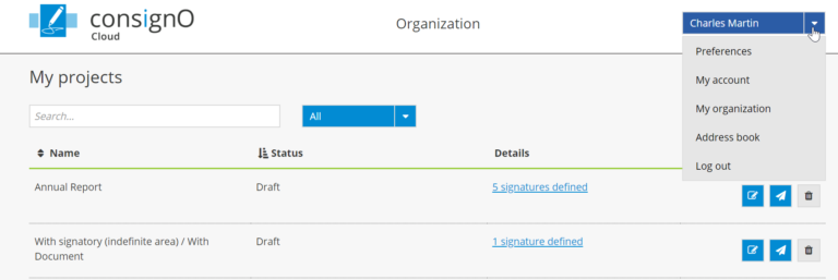 The dashboard – ConsignO Cloud